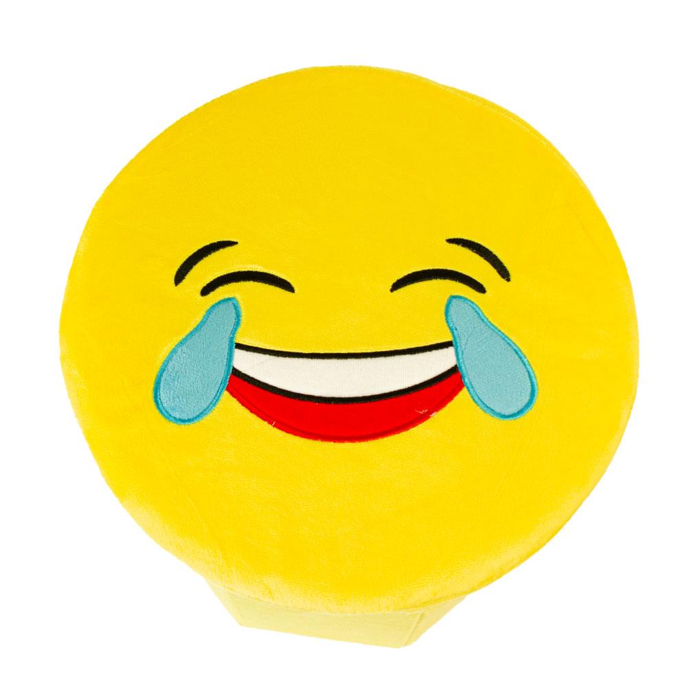 Puff Baú Organizador Redondo Emoji 30x29cm